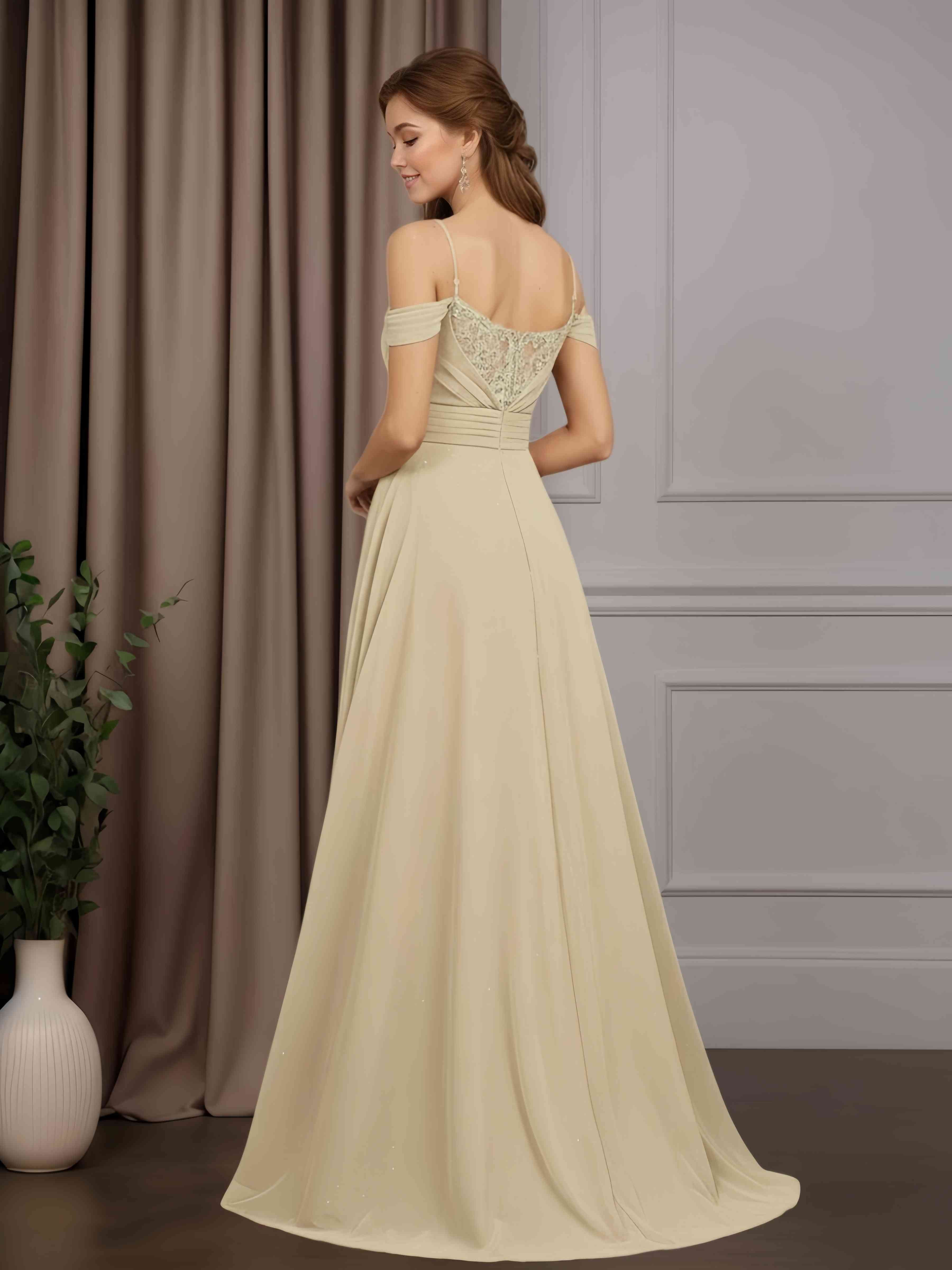 Sheath/Column Spaghetti Straps Off-The-Shoulder Sleeveless Floor-Lengt ...